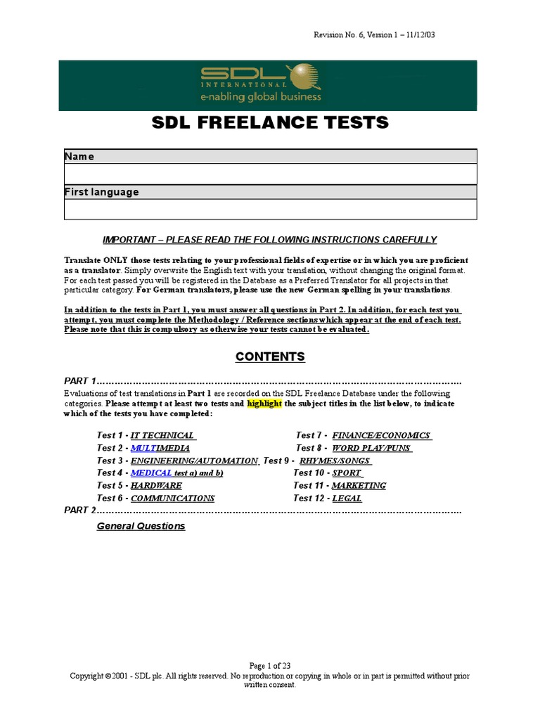 SDL Translation Test 1 | PDF | Thyroid | Computing And Information ...