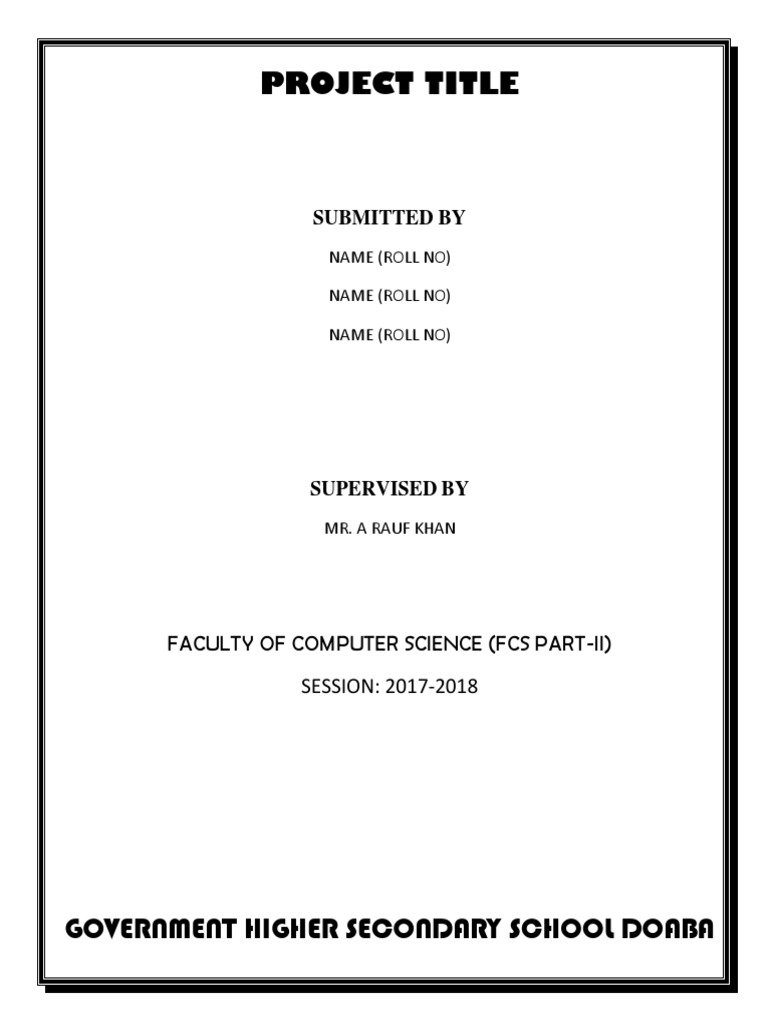 Project Title: Government Higher Secondary School Doaba | PDF