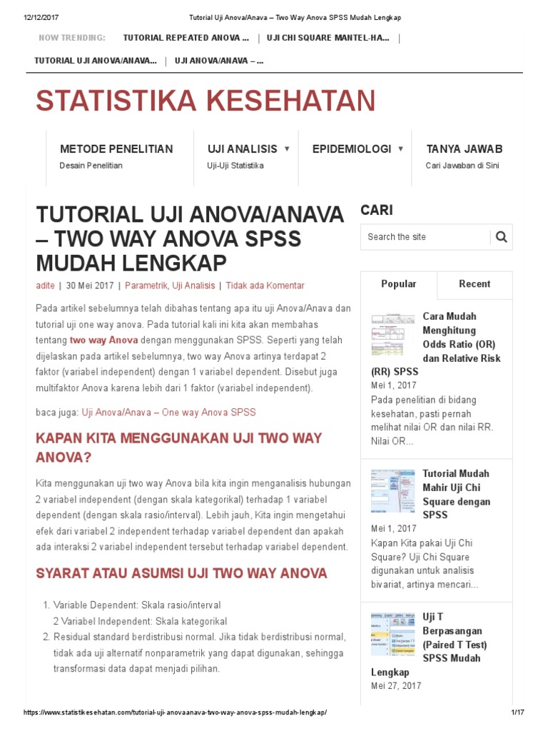 Tutorial Uji Anova_Anava – Two Way Anova SPSS Mudah Lengkap