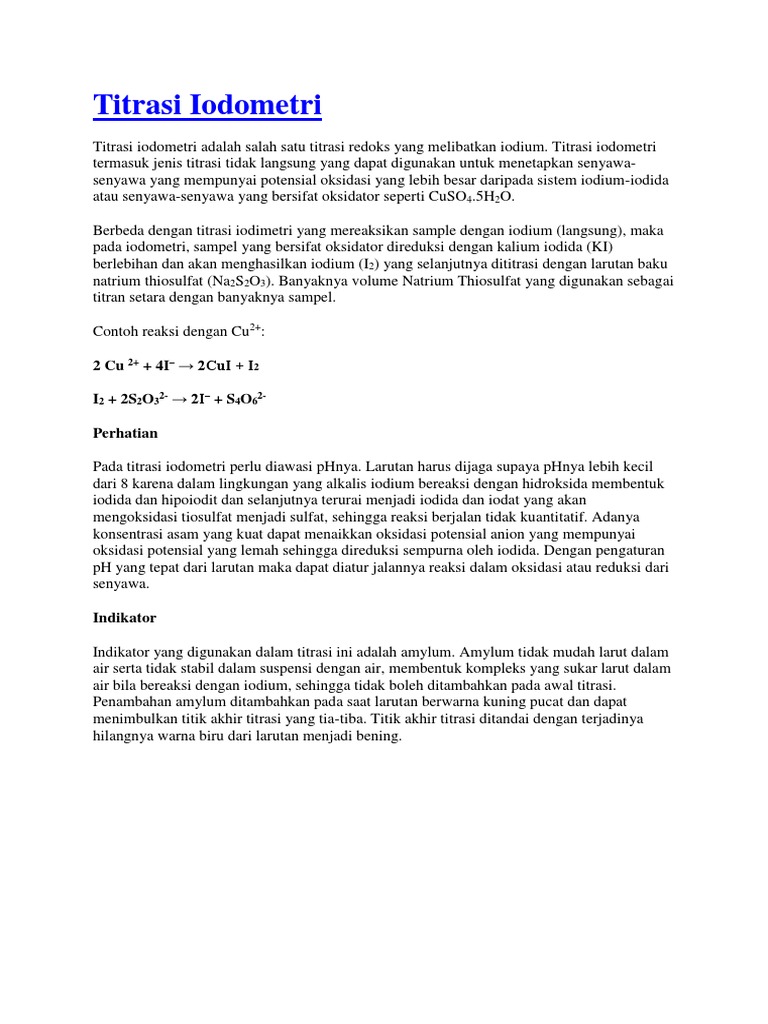 Titrasi Iodometri | PDF