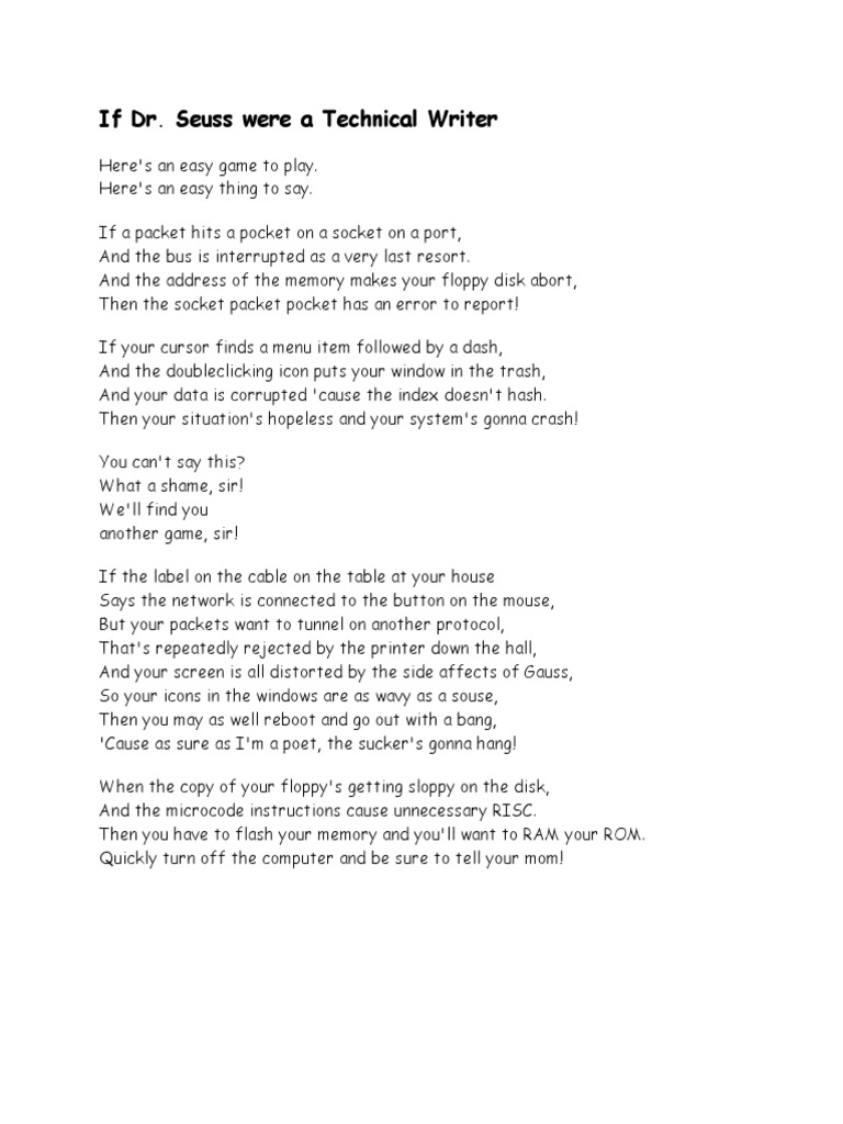 If Dr. Seuss Were A Technical Writer | PDF