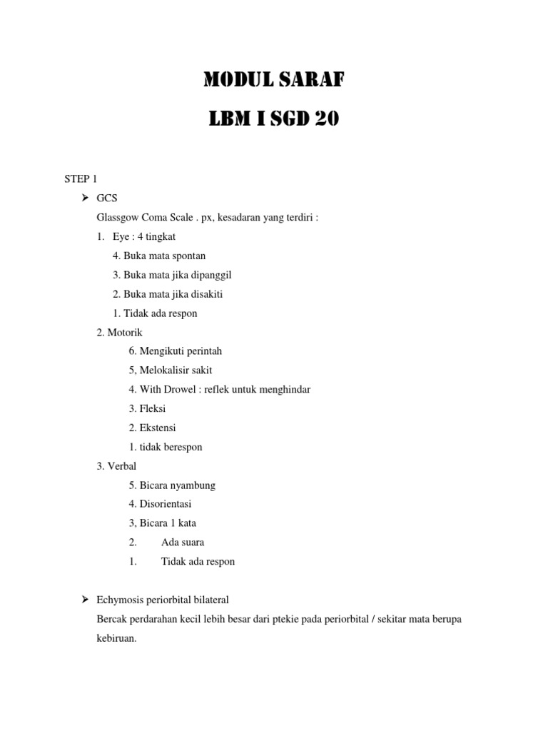 Modul Saraf SGD 20 LBM 1 | PDF | Kajian Bahasa Asing