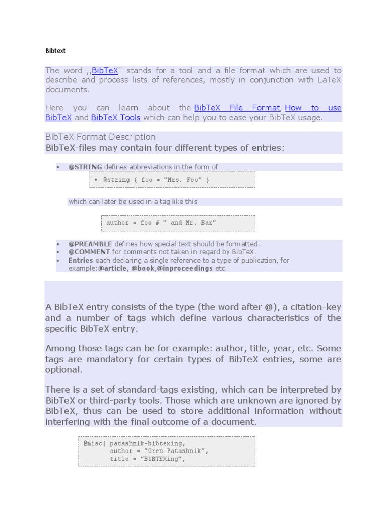 Bibtex Format Description | PDF | Computer File Formats | Software Engineering
