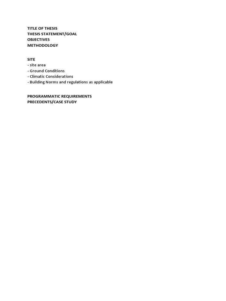 Title of Thesis Thesis Statement/Goal Objectives Methodology | PDF