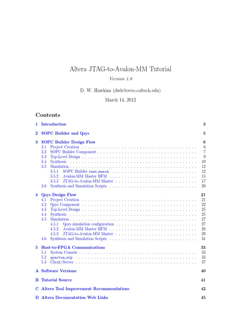 Altera JTAG-to-Avalon-MM Guide | PDF | Hardware Description Language ...