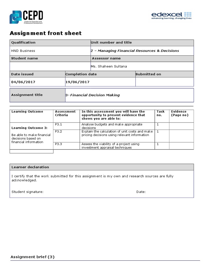 MFR Assignment 3 Front Sheetd | PDF | Real Estate Appraisal ...
