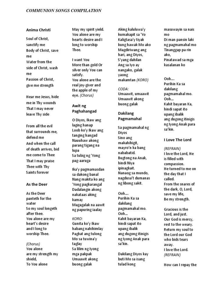 Communion Songs Compilation | PDF
