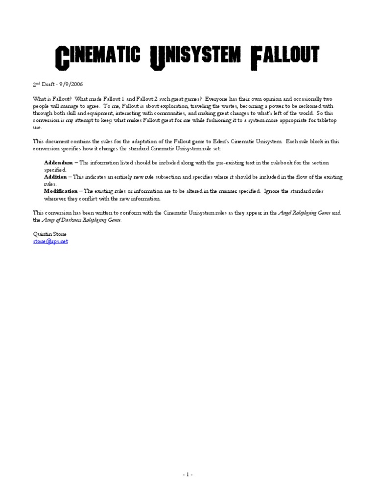 Fallout Rules | PDF | Leisure | Nature