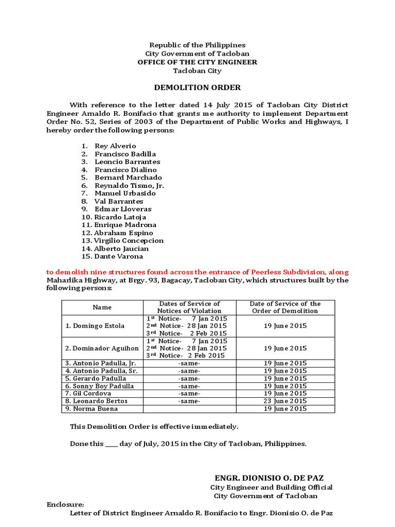 Letter of Demolition | PDF