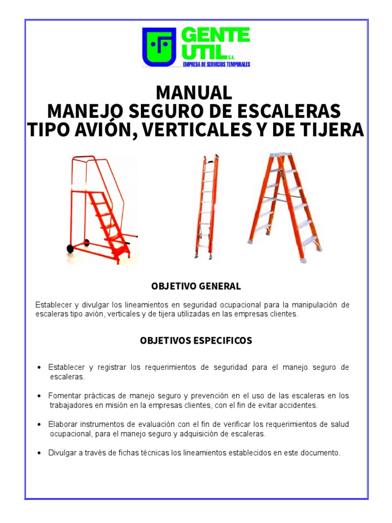 Manual Manejo Seguro de Escaleras Tipo Avion, Verticales y de Tijera | Descargar gratis PDF ...
