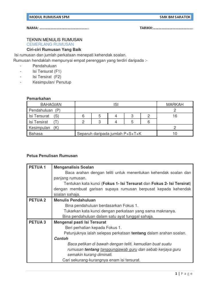 Modul Rumusan BM | PDF