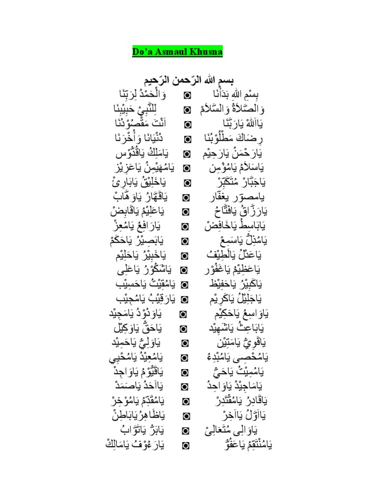 Asmaul Khusna | PDF | Religion & Spirituality