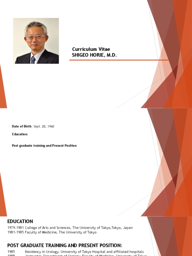 Curriculum Vitae Shigeo Horie, M.D | PDF | Urology | Medical School