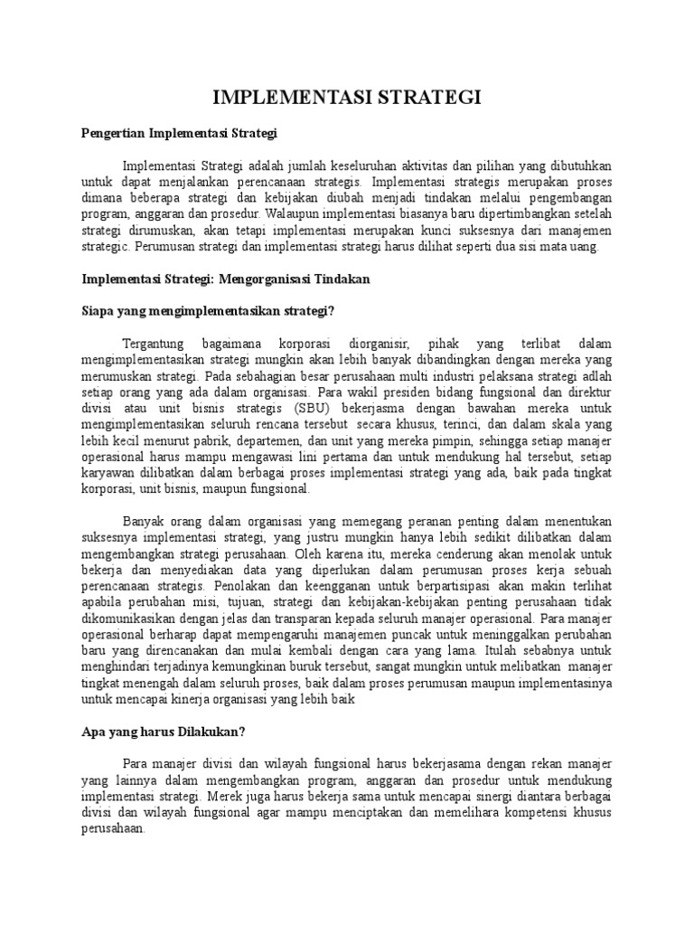 Implementasi Strategi | PDF