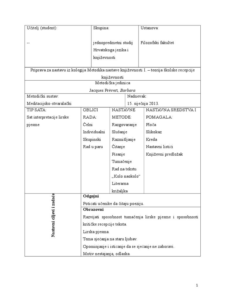 Jacques Prevert - BARBARA | PDF