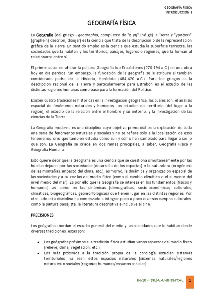Introducción a la Geografía Física | PDF | Geografía | Geomorfología