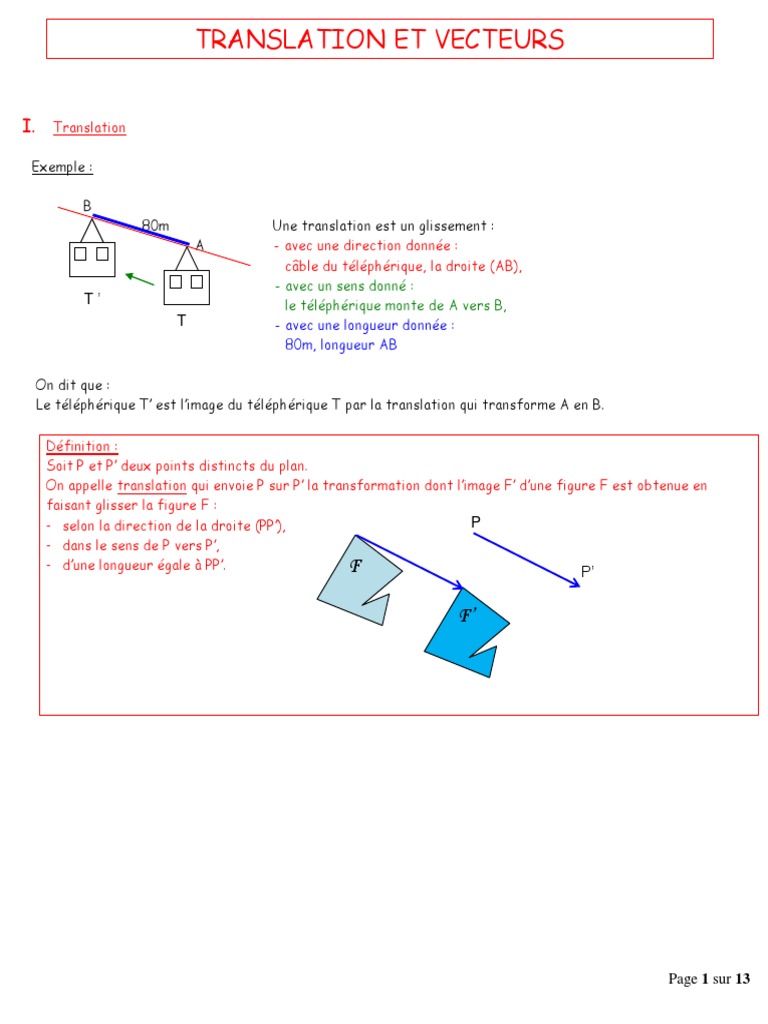 4 Translation Et Vecteurs Cours | PDF | Plan (Géométrie) | Euclide