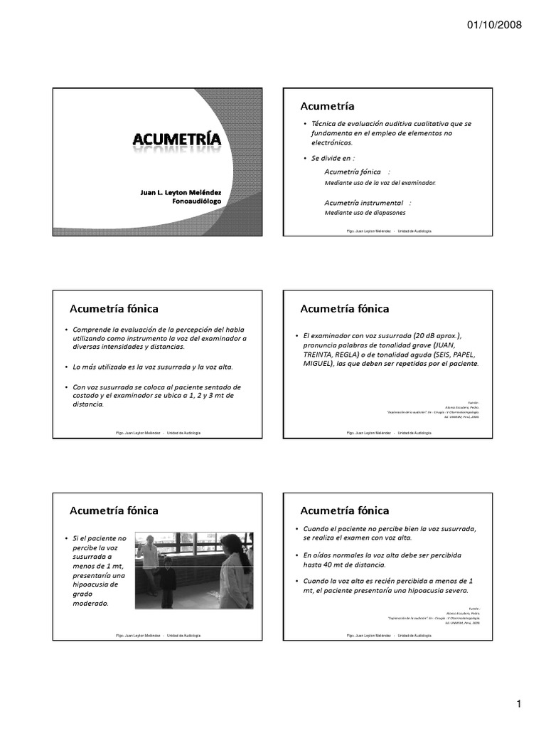 Evaluación Auditiva: Acumetría y Pruebas Clásicas | PDF | Otología ...