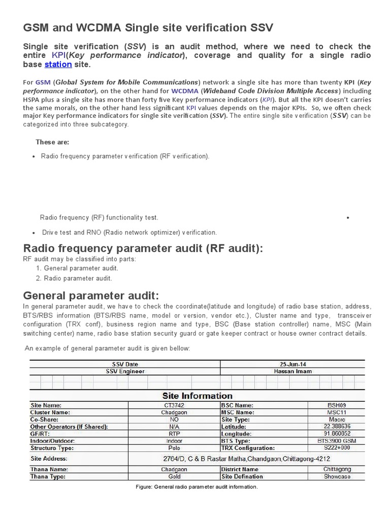 Radio Frequency Engineering - GSM and WCDMA Single Site Verification ...