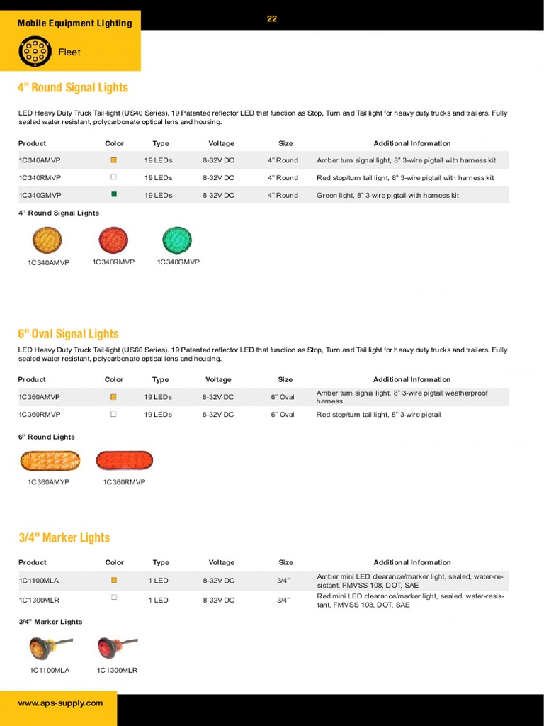 4" Round Signal Lights: Mobile Equipment Lighting | PDF | Light ...