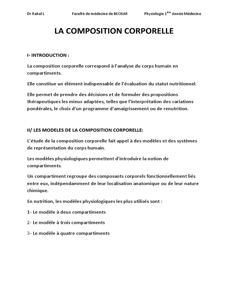 Analyse de la Composition Corporelle | PDF | Indice de masse corporelle ...