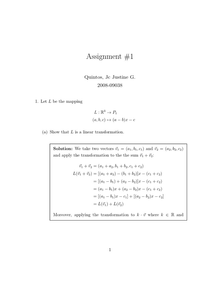 Assignment 1 Quintos Jc Justine G 2008 09038 Pdf Eigenvalues