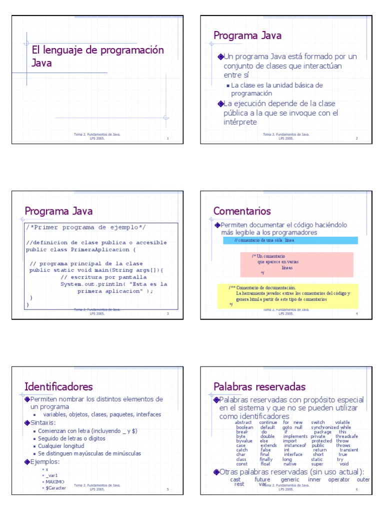 Tema 2 Fundamentos de Java | PDF | Java (lenguaje de programación ...