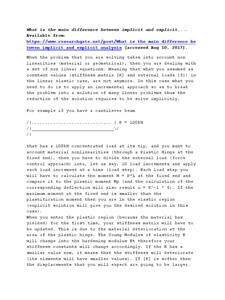 Implicit Vs Explicit | PDF | Elasticity (Physics) | Linear Elasticity