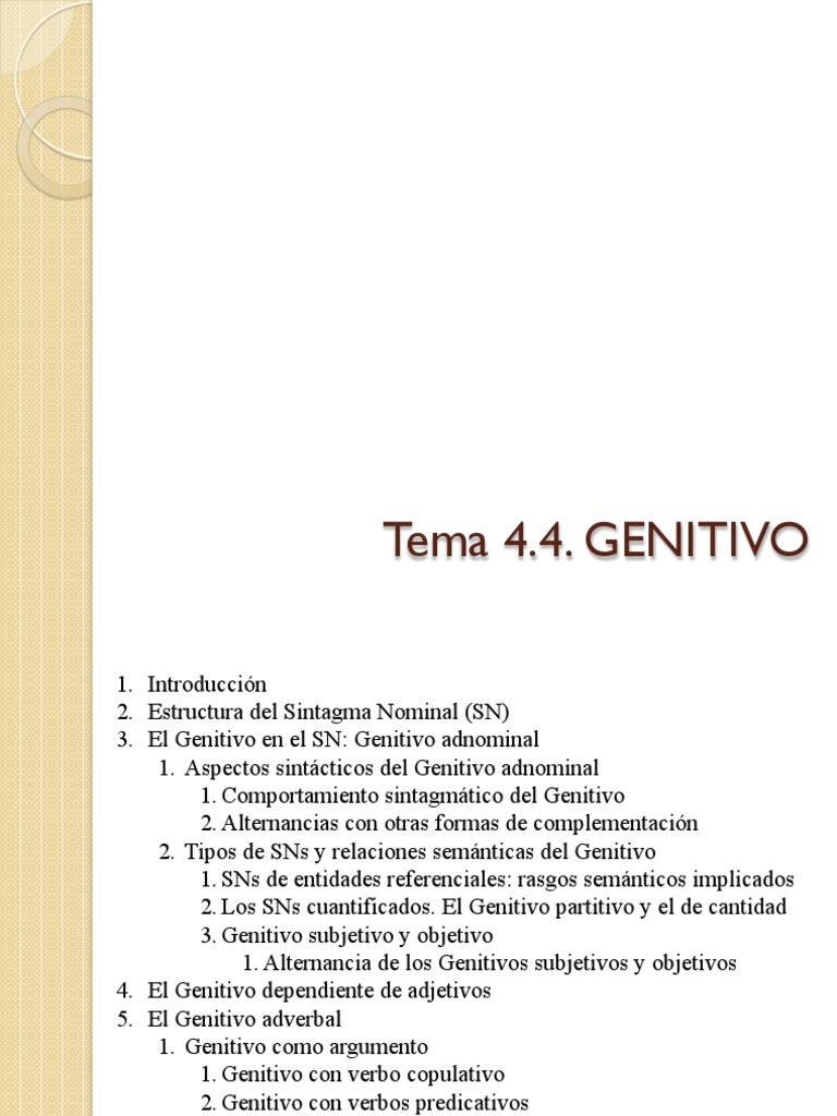 Tema 4.4. Genitivo | PDF | Verbo | Onomástica