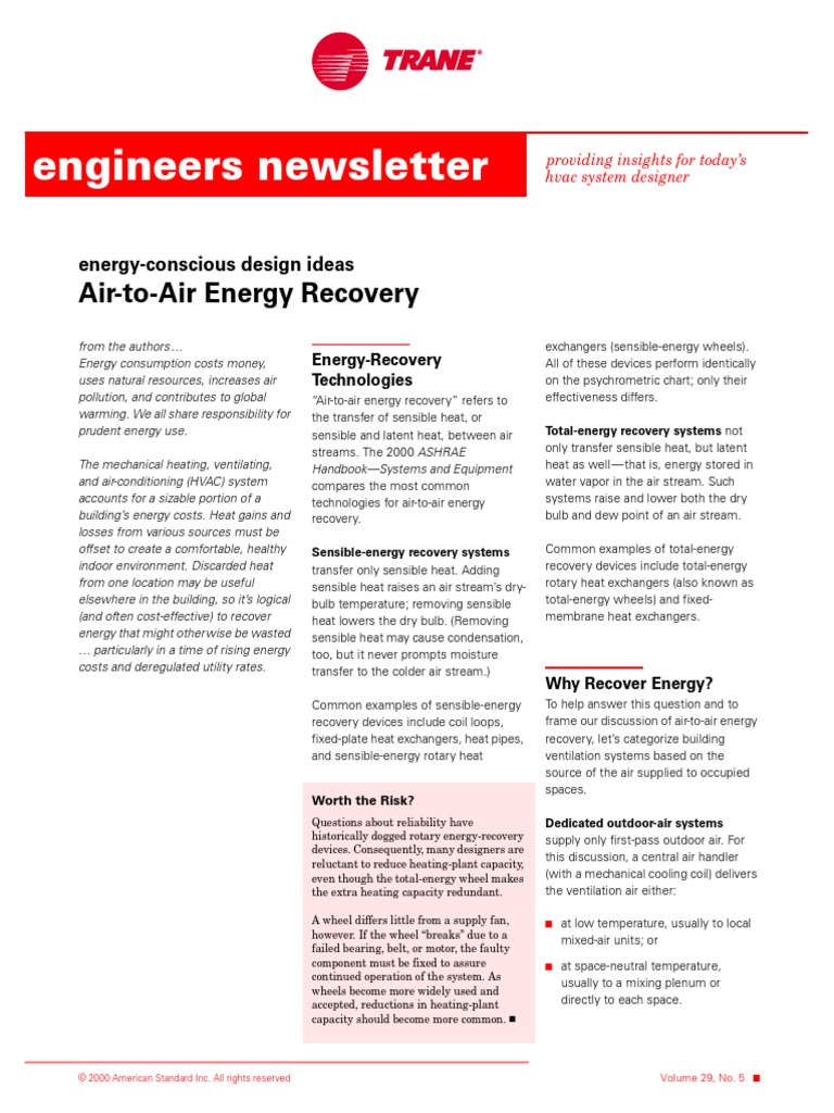 Trane Air-to-Air Energy Recovery En29-05 PDF | PDF | Hvac | Air ...