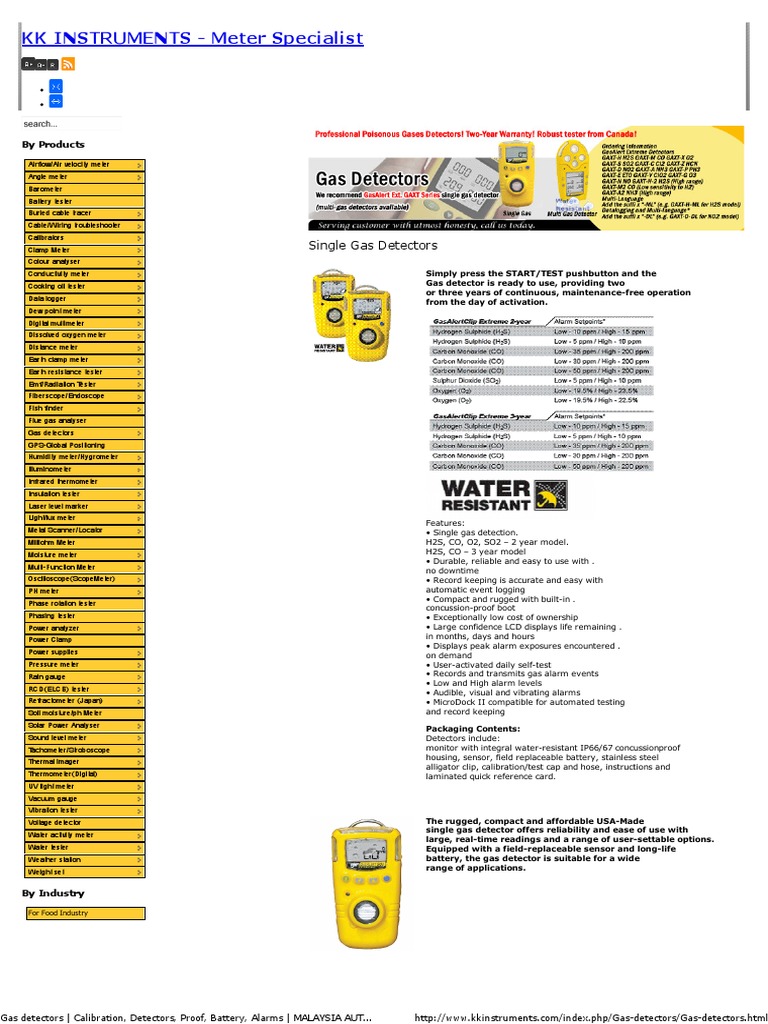 Gas Detectors Calibration, Detectors, Proof, Battery, Alarms Malaysia ...