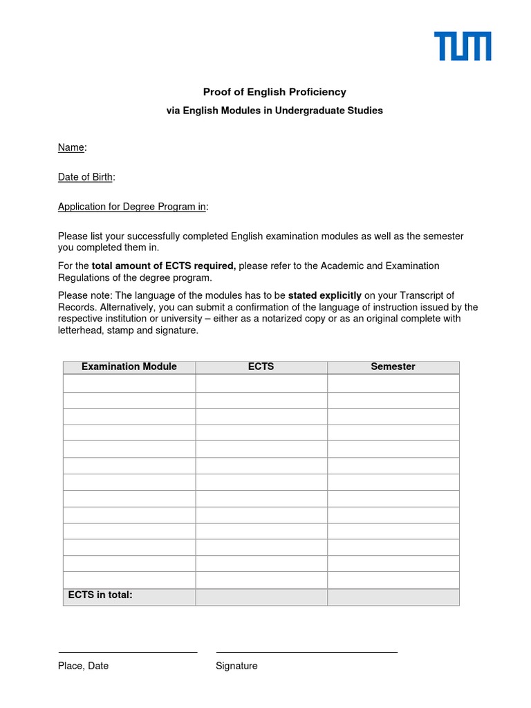 Proof of English Proficiency: Via English Modules in Undergraduate ...