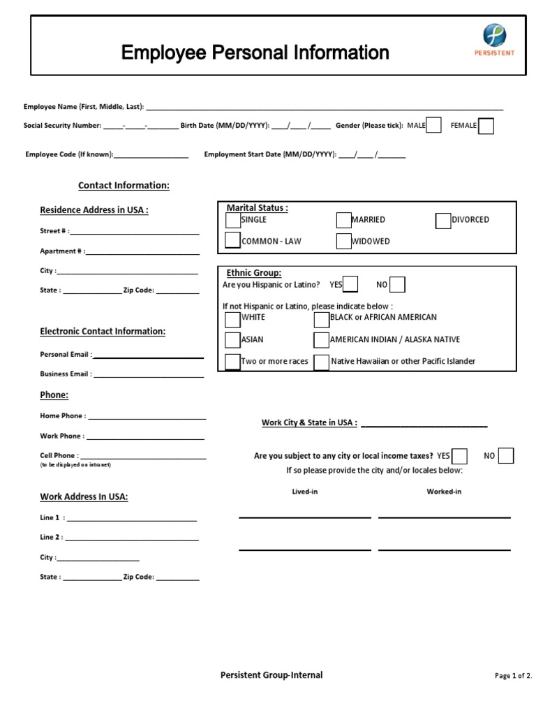 Employee Personal Information | PDF | Race And Ethnicity In The United ...