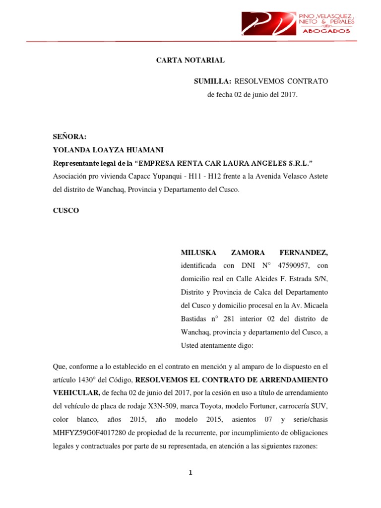 Carta Notarial | Pagos | Justicia