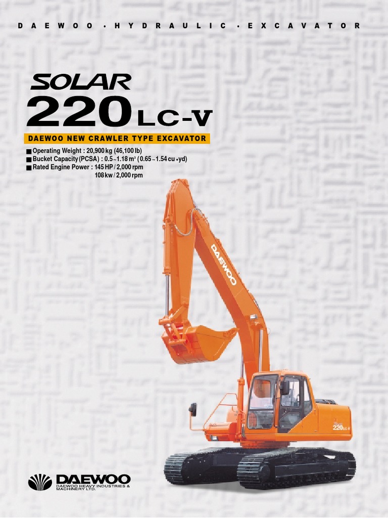 Daewoo Solar 220lc-5 | PDF | Horsepower | Pump