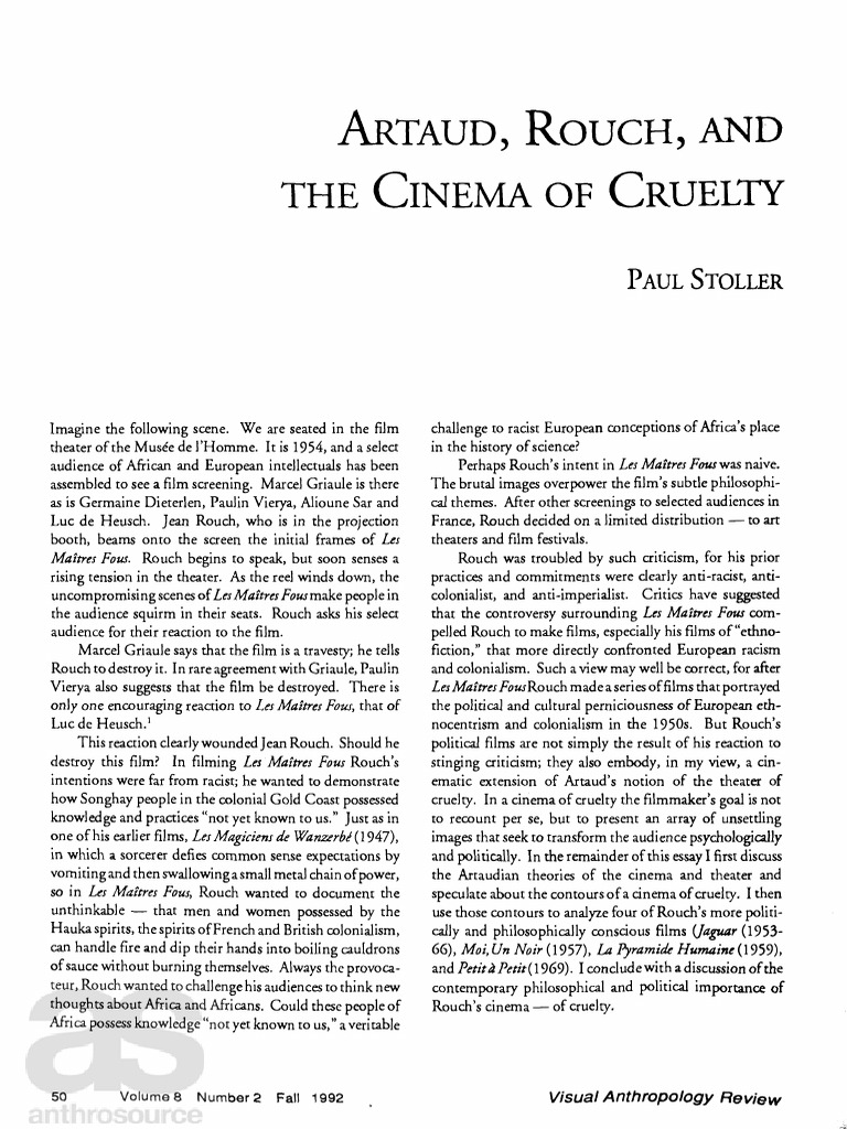 Artaud, Rouch, and The Cinema of Cruelty | PDF | Surrealism | Theatre