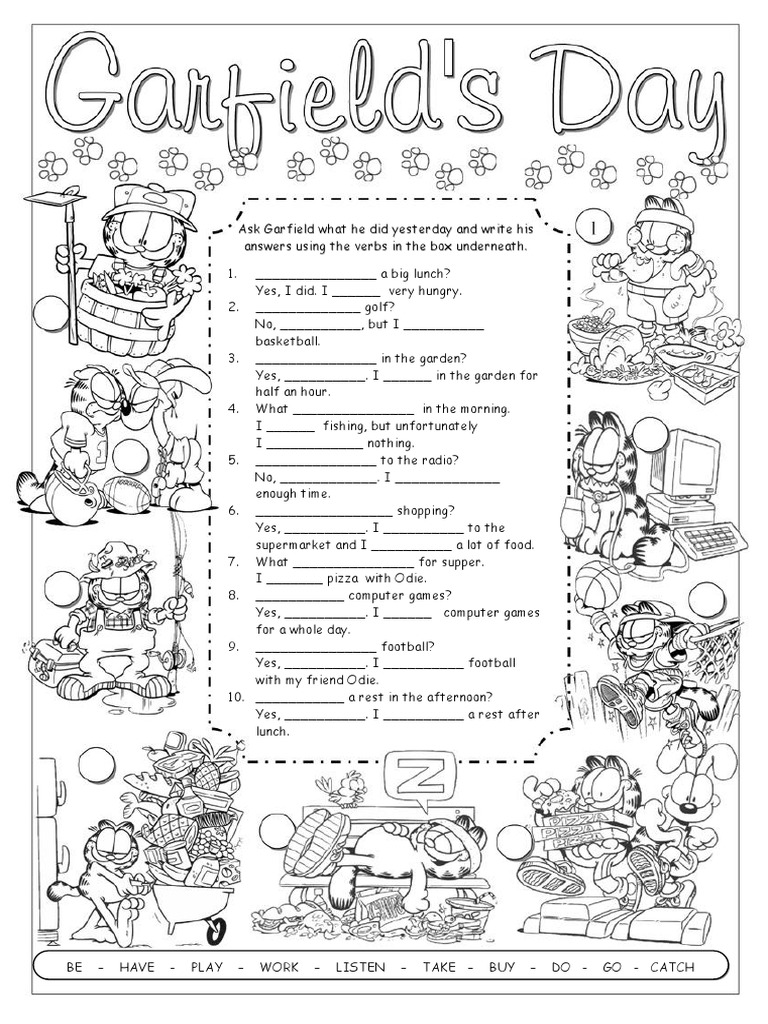 Unit 3 Garfield 2 Simple Past | PDF | Language Mechanics | Linguistics