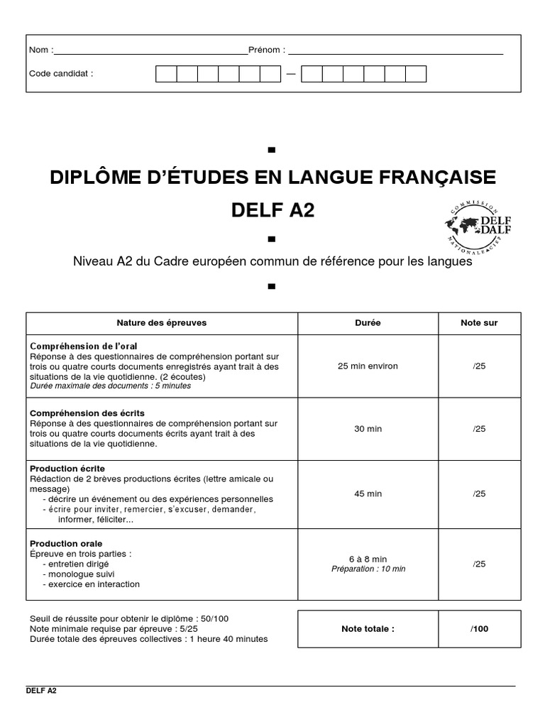 Exemple 3 Sujet Complet Delf A2 Tous Publics | PDF | Business