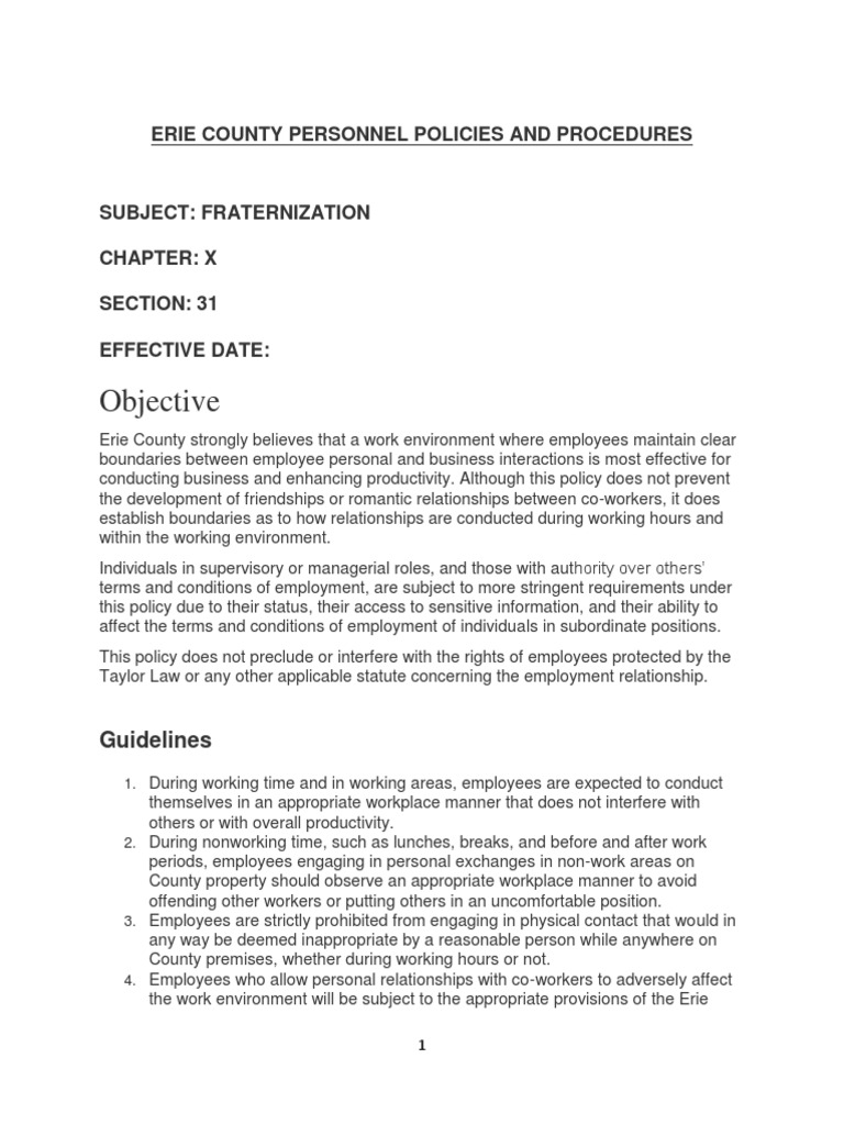 1-24-18 EC Fraternization Policy | PDF | Working Time | Employment