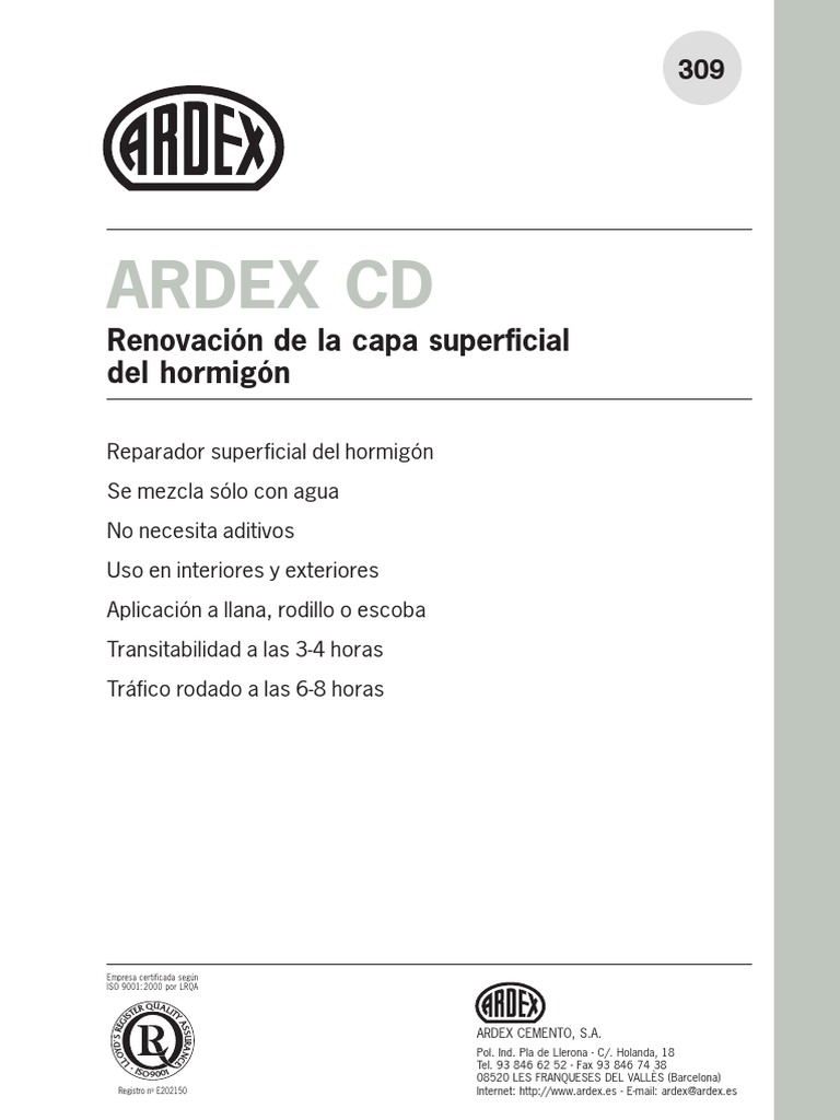 Ardex CD | PDF | Hormigón | Cemento