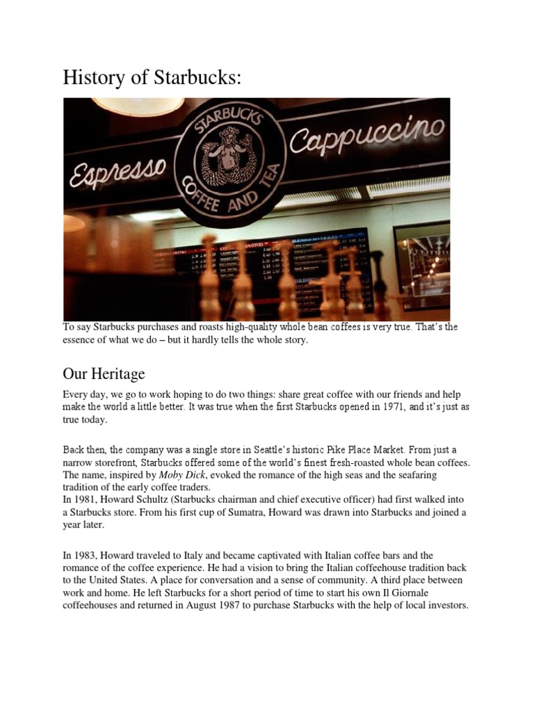 History of Starbucks:: Our Heritage | PDF | Starbucks | Apple Inc.