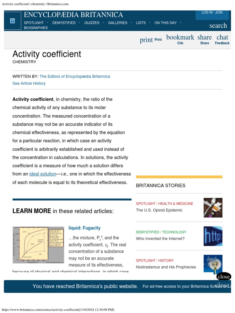 Activity Coefficient: Encyclopædia Britannica Search | PDF | Solution ...
