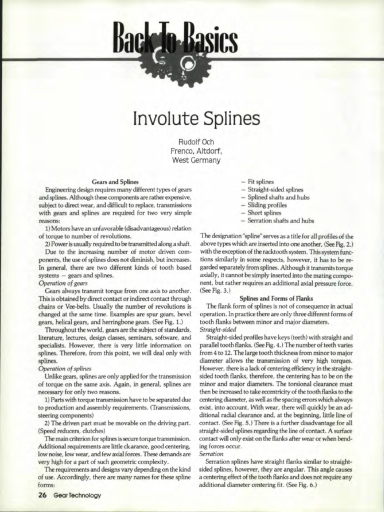 Involute Splines, Basics | Gear | Transmission (Mechanics)