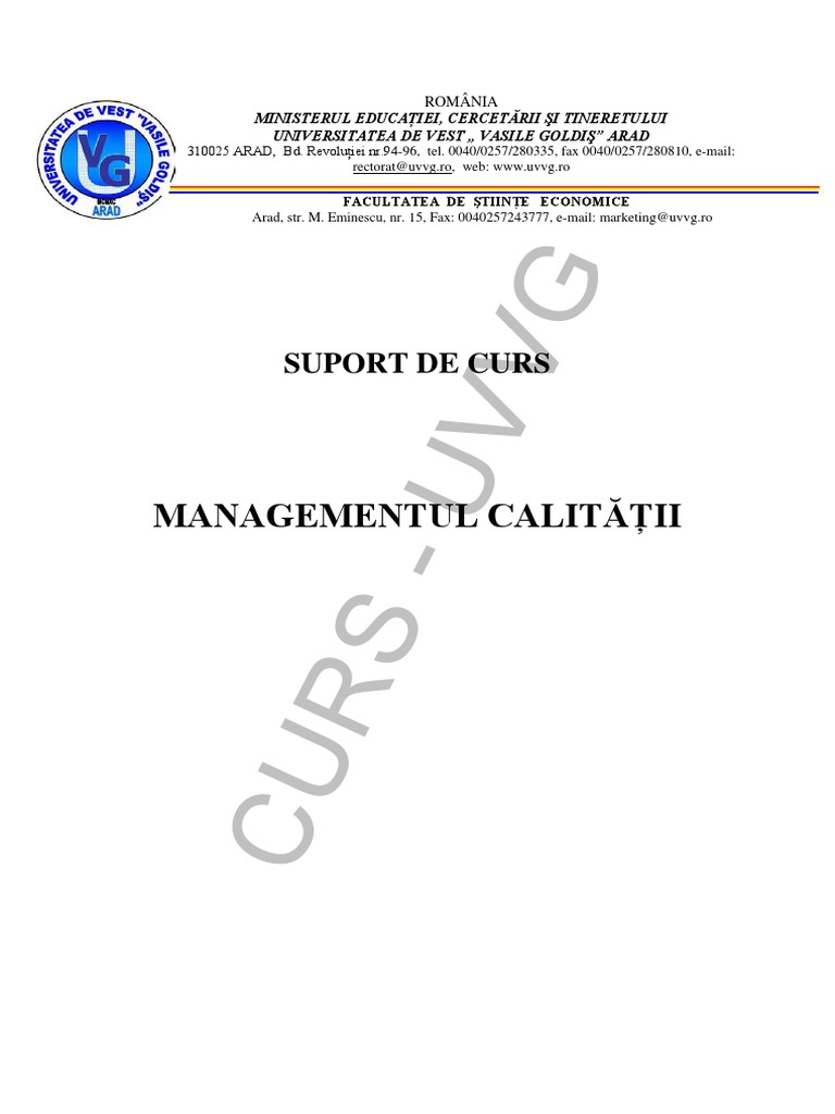 Managementul Calitatii Zi-Curs | PDF