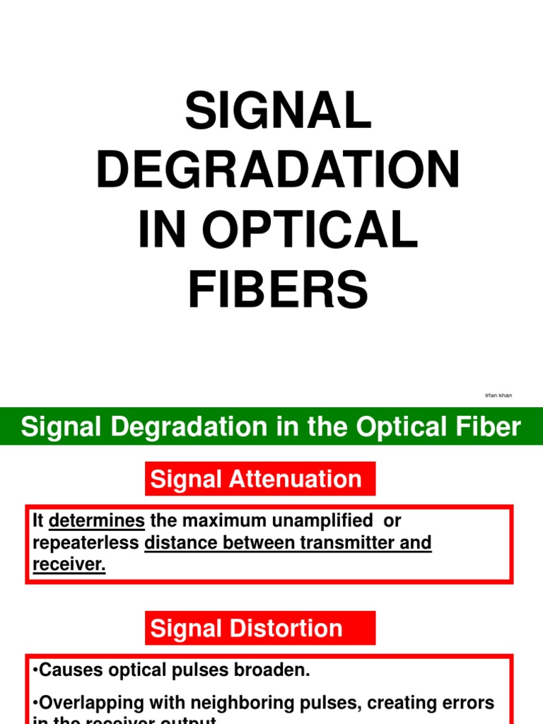 Signal Degradation in Optical Fibers: Irfan Khan | PDF | Dispersion ...