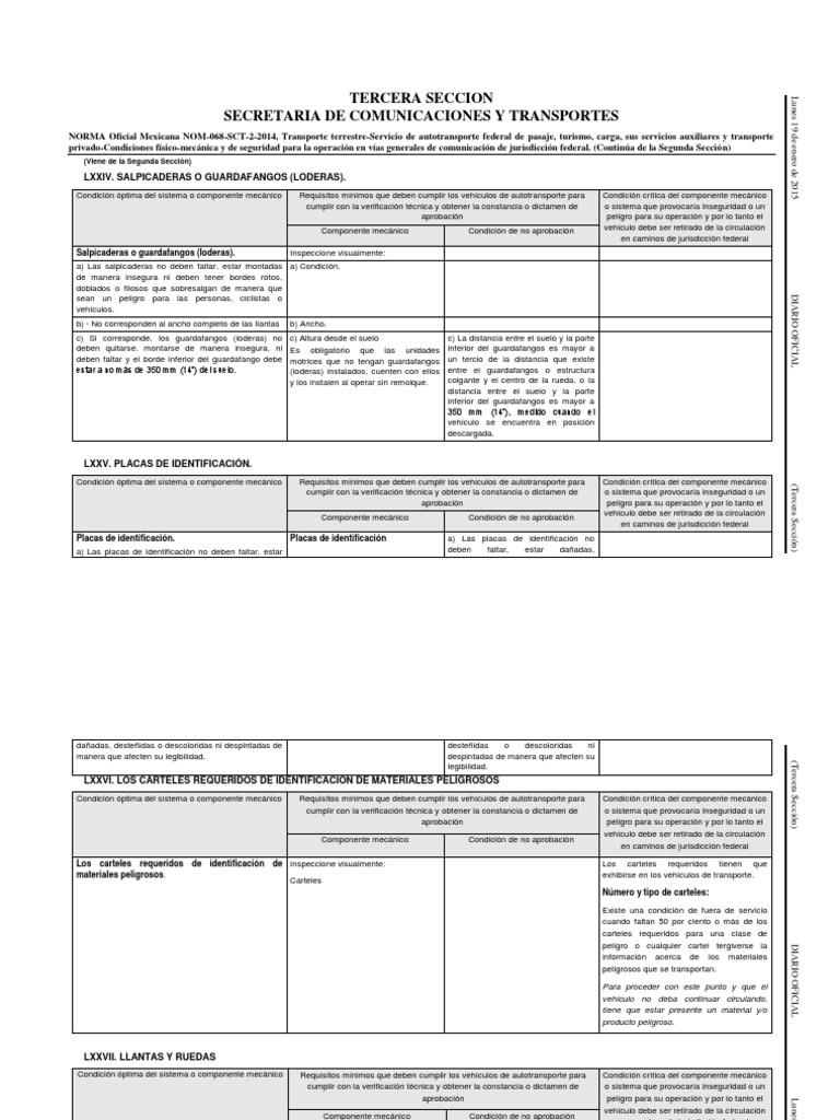 Nom 068 SCT 2 2014 p2 | PDF | Eje | Neumático