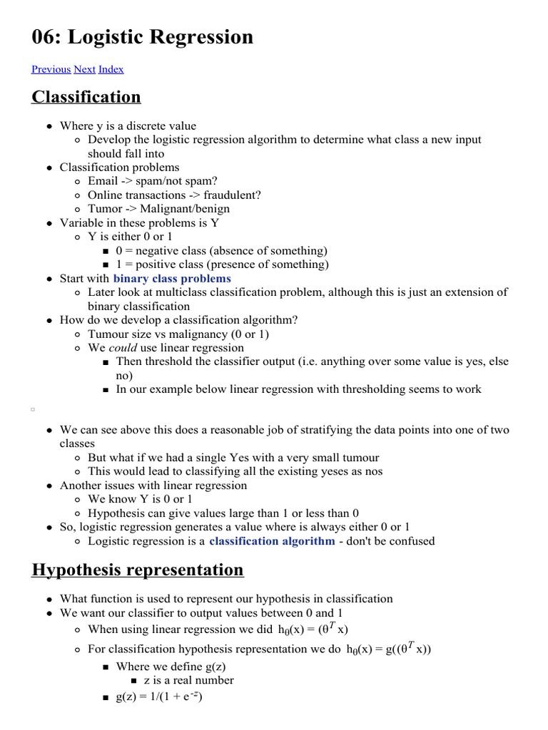 06 Logistic Regression PDF | PDF | Loss Function | Statistical ... 06 Logistic Regression PDF | PDF | Loss Function | Statistical ...