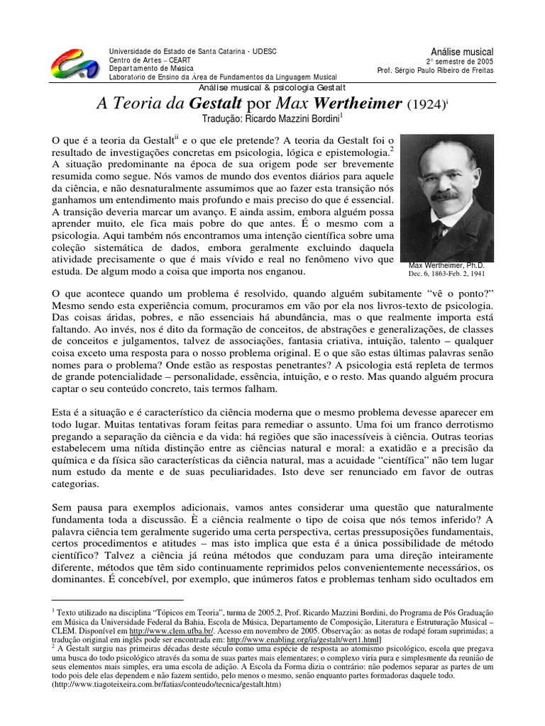 Wertheimer-TTeoria Gestalt PDF | PDF | Teoria | Science