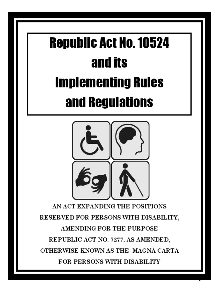 Ra 10524 and Its Irr - Booklet | Disability | Employment