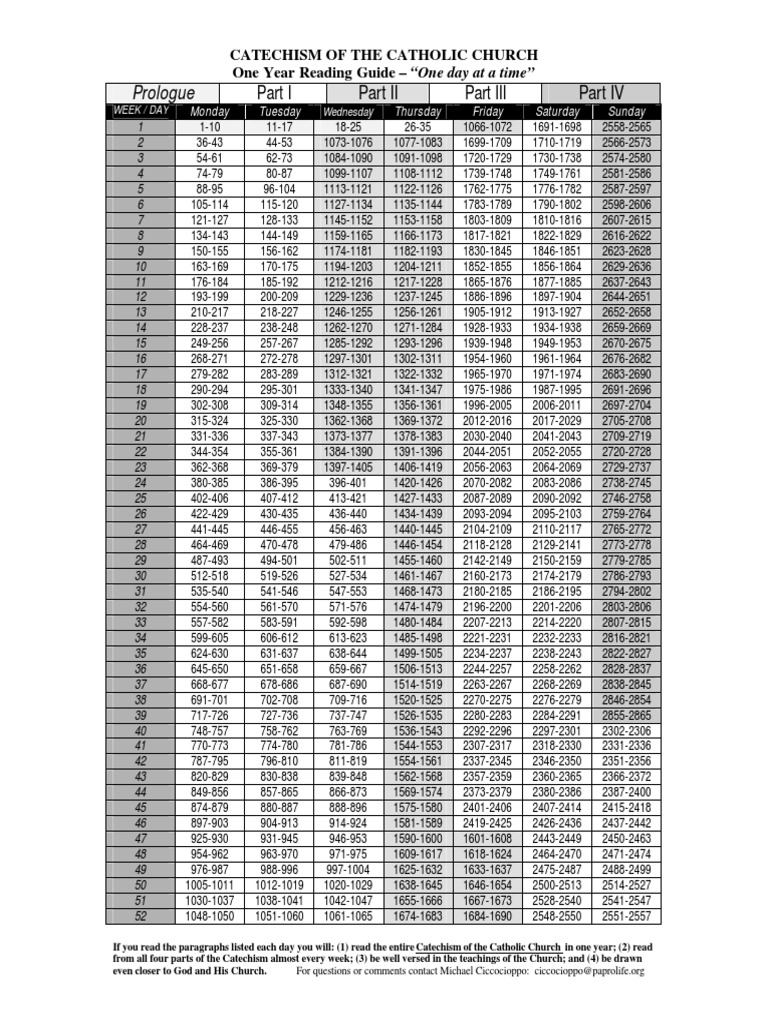 A One-Year Guide to Reading the Catechism of the Catholic Church | PDF ...